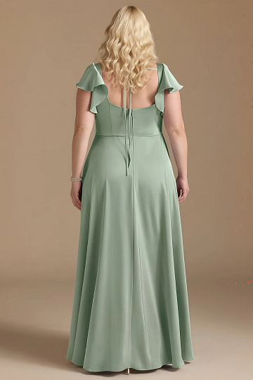 Clara Convertible Satin Agave Bridesmaid Dress | Akaks